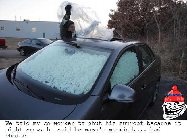 We told my co-worker to shut his sunroof...bad choice - Meme by ...